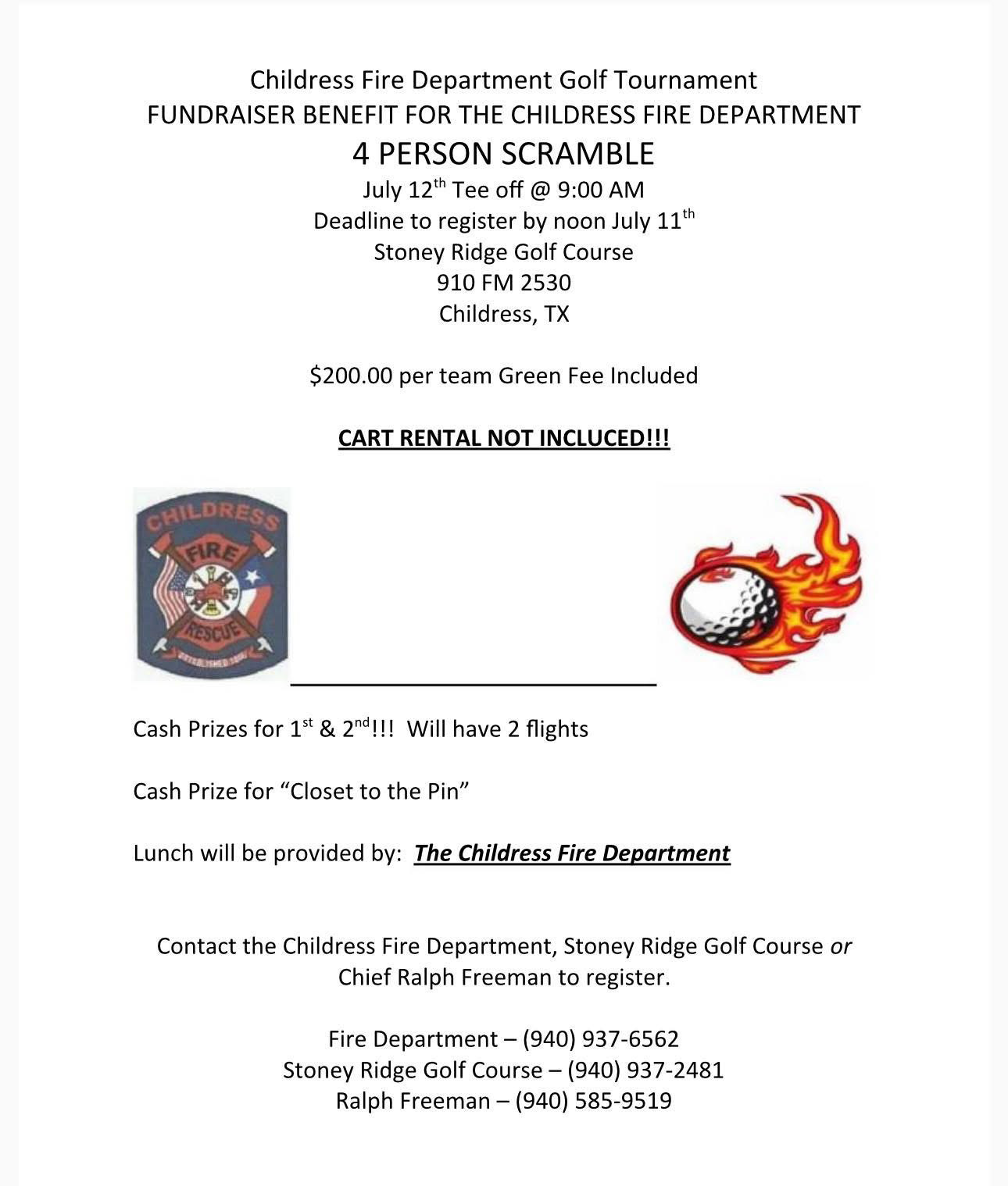 Childress Fire Department Golf Tournament this weekend | Red River Sun